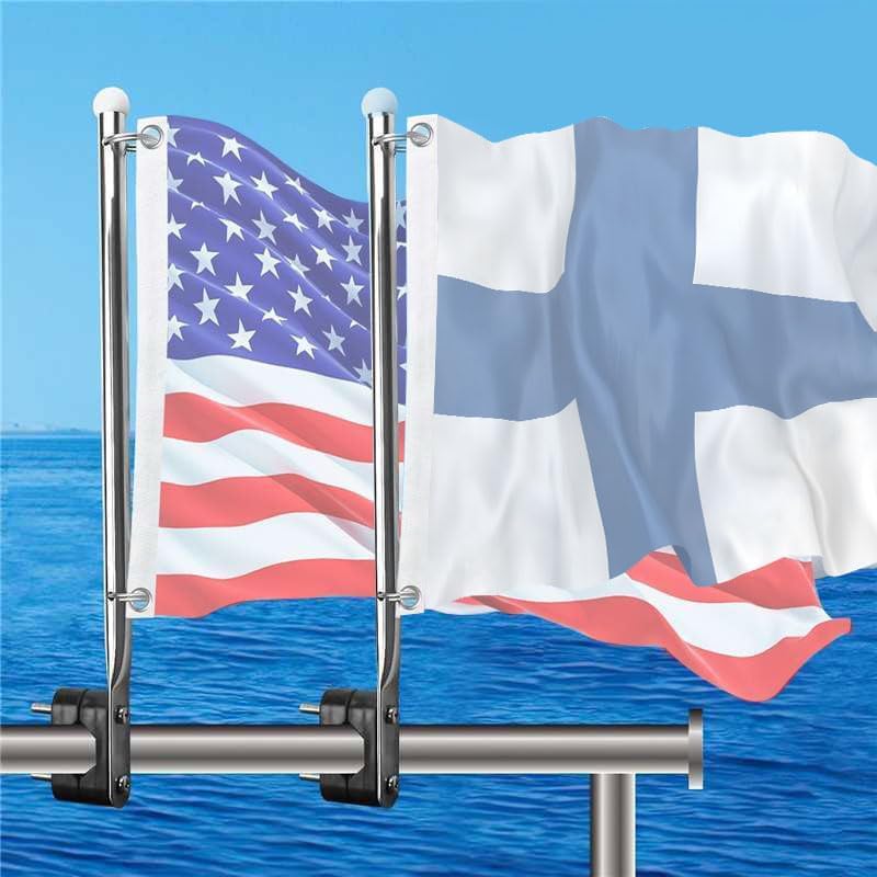 Snapklik.com : 2 Pcs Adjustable Boat Flag Pole Universal, 12”x18 ...