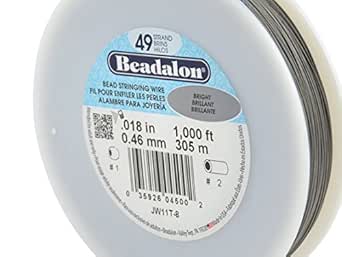 Amazon.com: Beadalon 49 Strand Bead Stringing Wire, 0.018 Inch, Bright ...