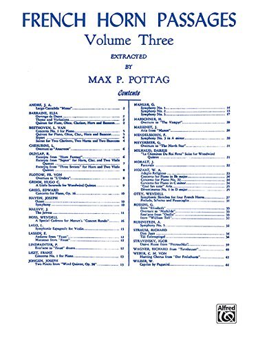 French Horn Passages, Vol. 3 (1985-03-01): Max Pottag: Amazon.com: Books