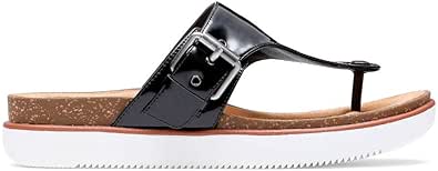 Amazon.com | Clarks Women's Elayne Step Flip-Flop, Black Patent Leather ...