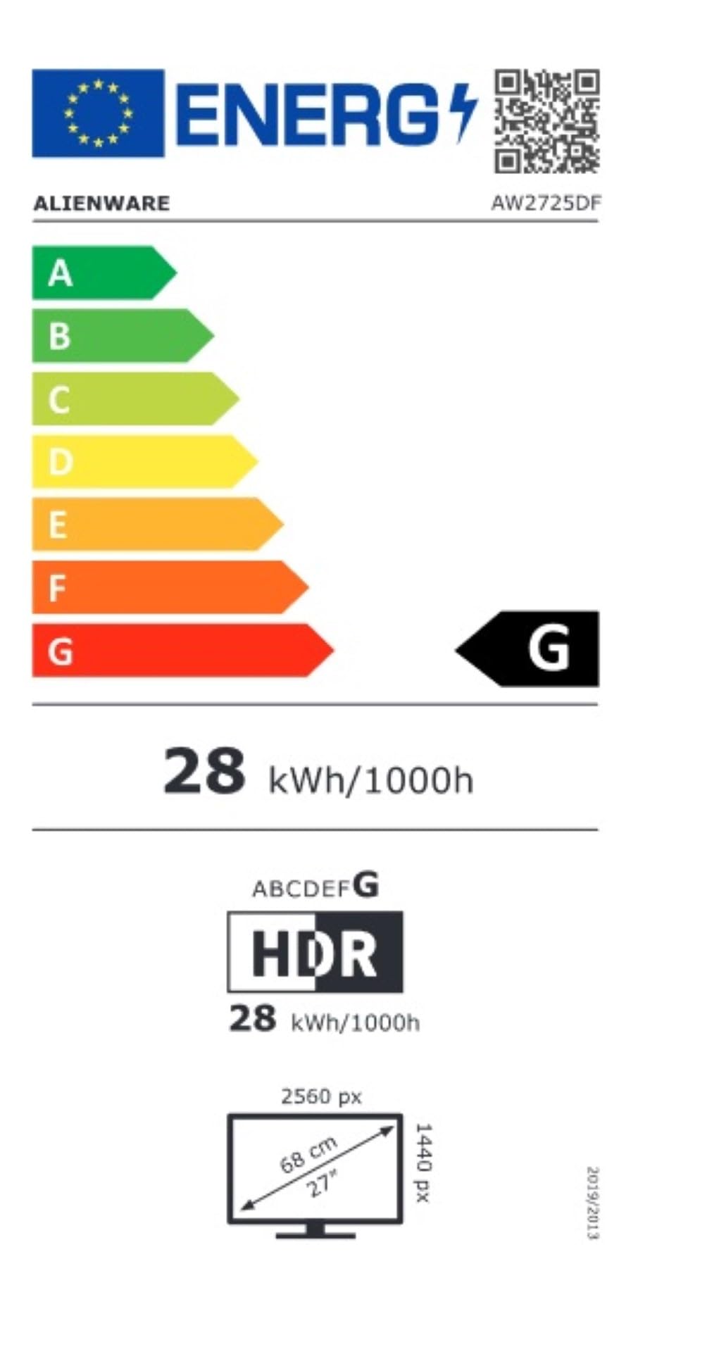 Alienware AW2725DF 27" QHD (2560x1440) Monitor Gaming, 360Hz, QD OLED ...