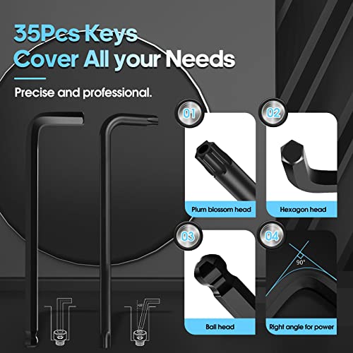 Snapklik.com : DISEN 36PC Allen Wrench Set, SAE & Metric Hex Key Set ...