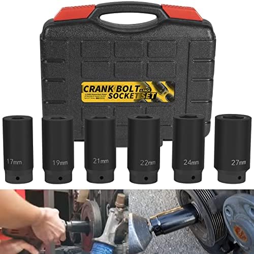 1/2" Drive Crank Bolt Socket Set, 17MM, 19MM, 21MM, 22MM, 24MM 27MM ...