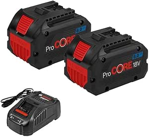 Bosch Professional 18V System battery starter-set (2x batteries ProCORE18V 8.0Ah + fast charger ...