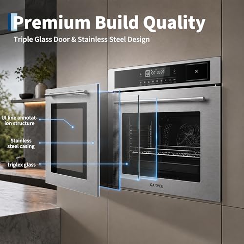 Garvee 24 Inch Built-in Steam Electric Oven Combo, 2.5 Cu.ft Convection ...