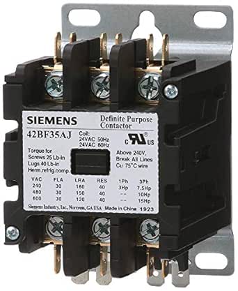 Amazon.com: Siemens Contactor de propósito definido 42BF35AG, 3 polos, 30 amperios, voltaje de ...