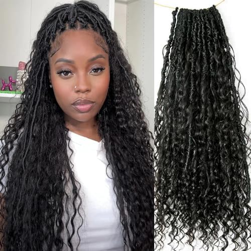 Amazon.com : Pre-looped Crochet Boho Locs with Human Hair Curls ...