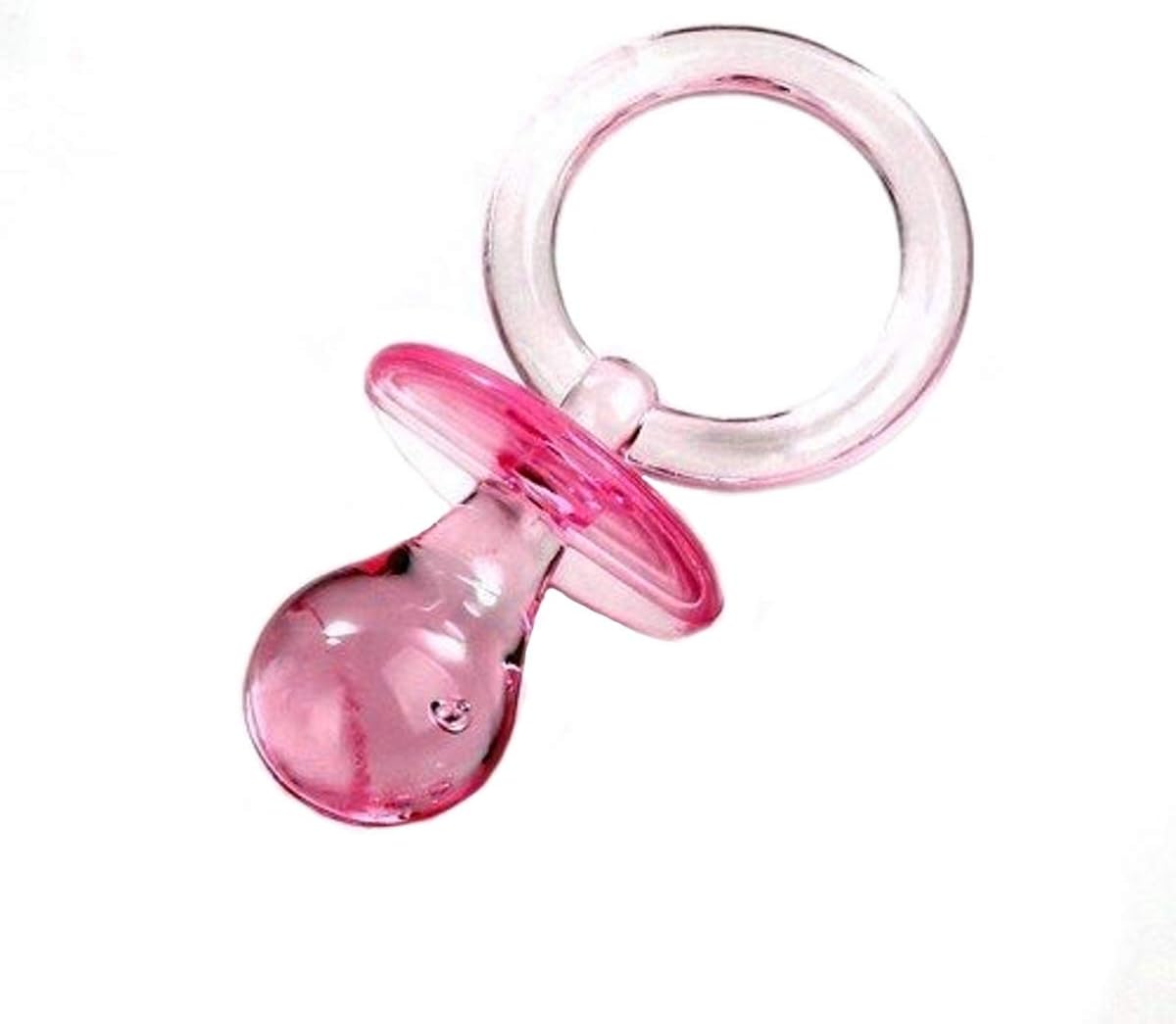 Amazon.com: 12 Large Pink Plastic Pacifiers Baby Shower Favors 2.5 ...