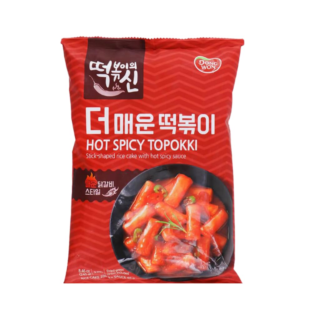 Amazon.com: DONG WON Topokki with Hot Spicy Sauce, Korean Rice Cake ...