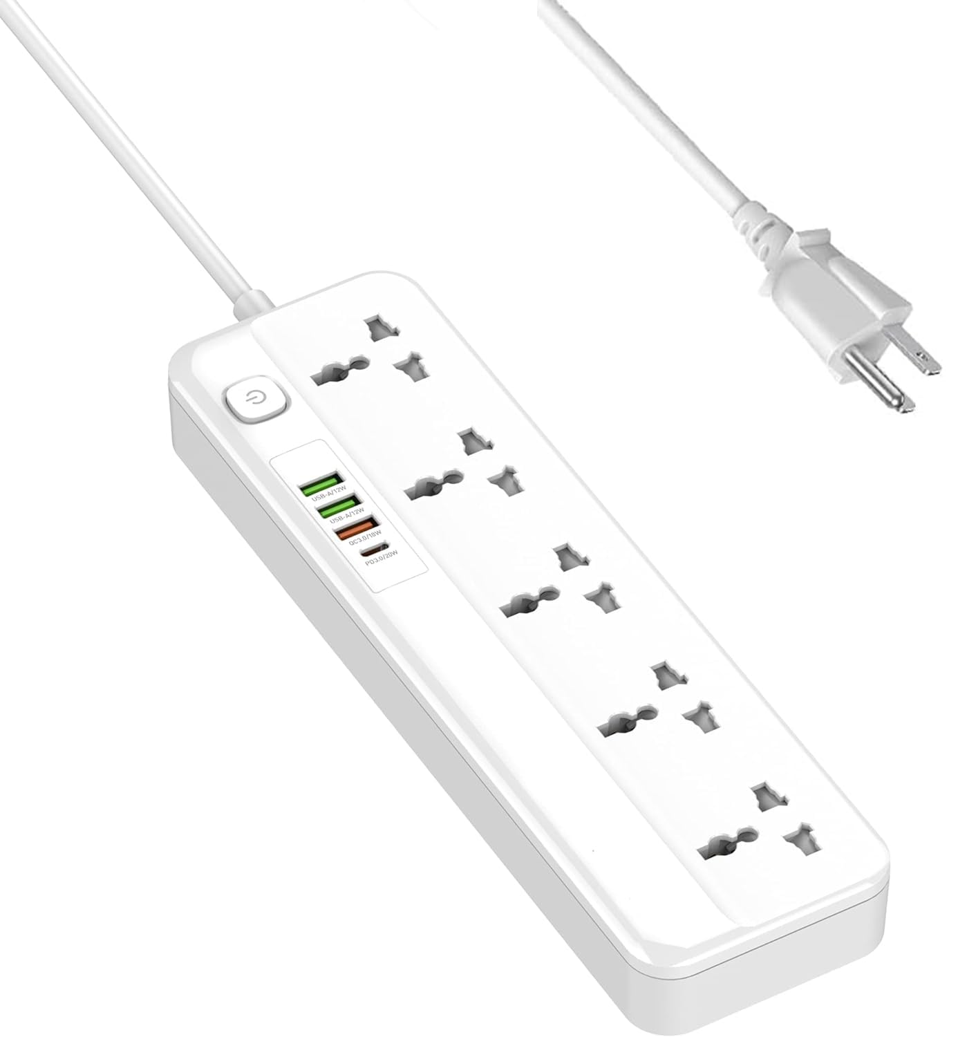 MAXBROTHERS 5 Way Power Extension Cord with USB, 1x 20W USB-C PD, 3X ...