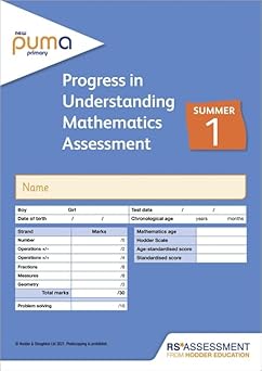 Buy New PUMA Test 1, Summer PK10 (Progress in Understanding Mathematics ...