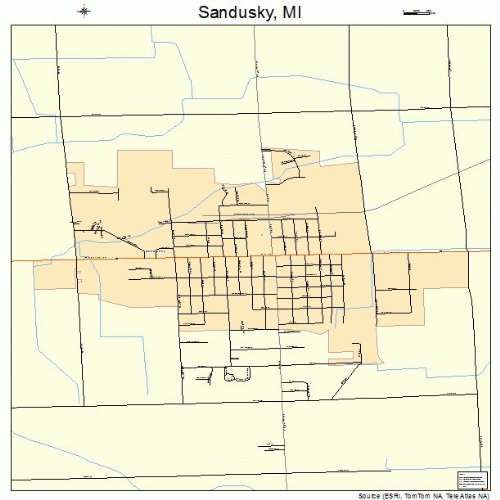 Large Street & Road Map of Sandusky, Michigan MI - Printed poster size ...