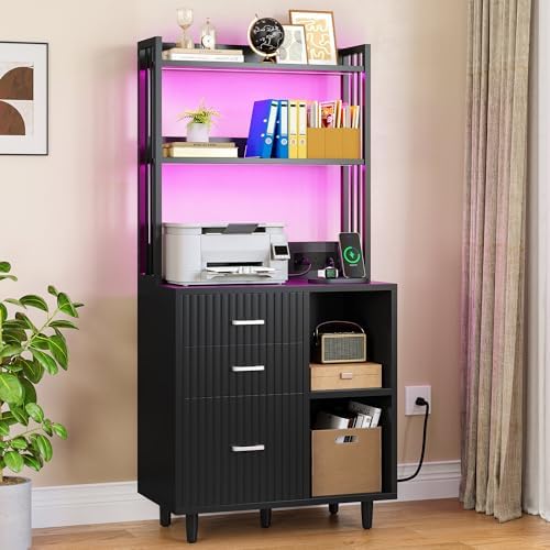 Amazon.com: YITAHOME 2 Drawer File Cabinet with Charging Station ...