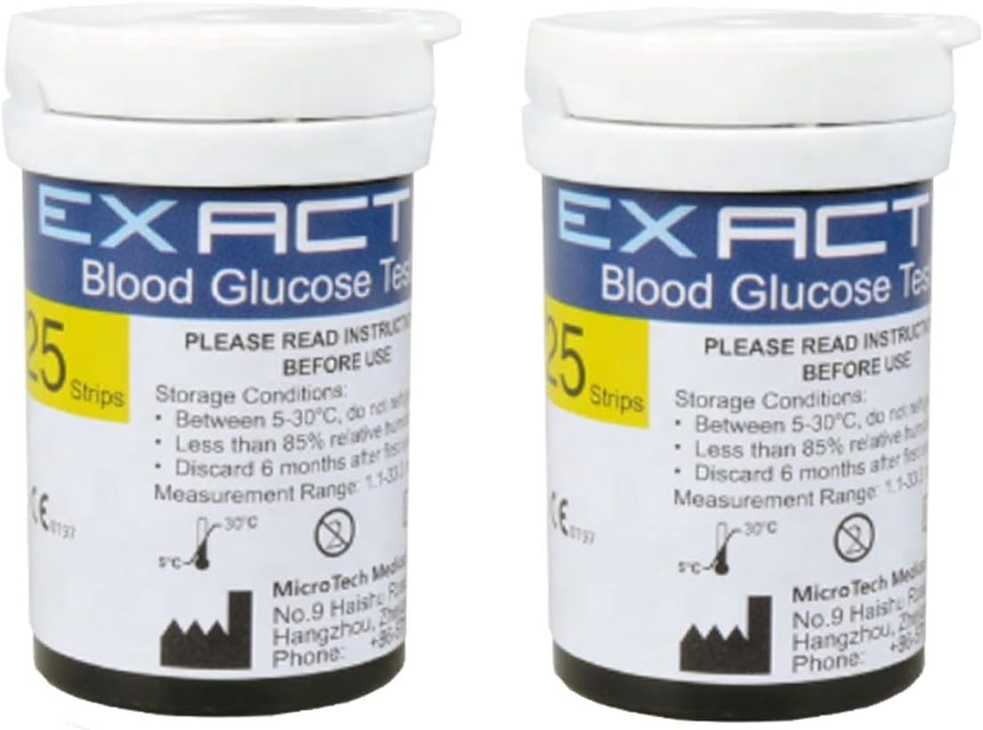 Exactive VITAL Blood Glucose Test Strips 50 Pieces+ 50 Blood AZ Monitor ...