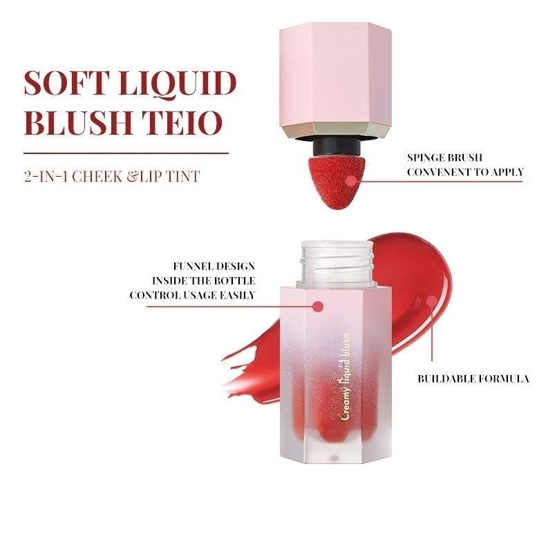 On the go brush liquid powder blusher long-lasting powder blusher silky ...
