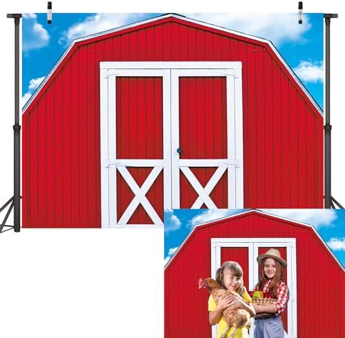 Amazon.com : PGSWEER 8x6ft Red Farm Barn Door Photography Background ...