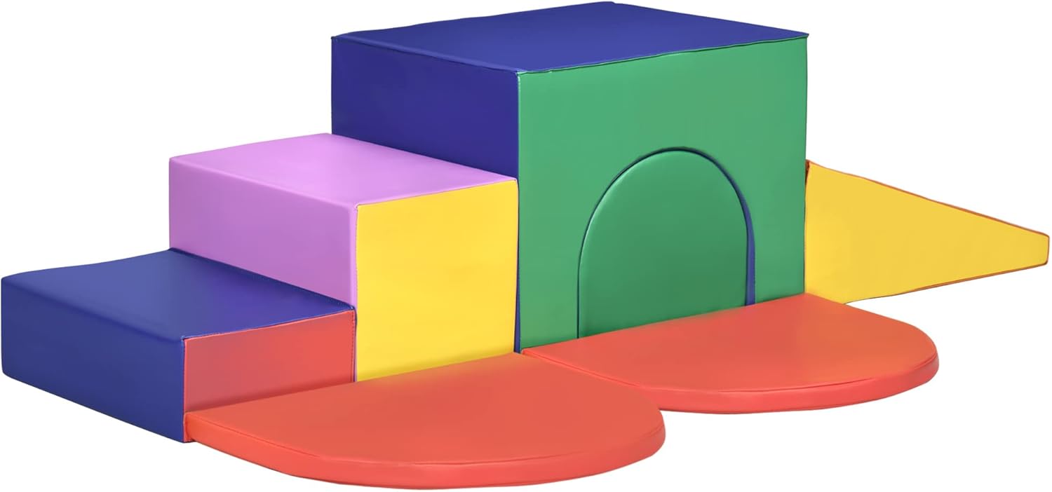 Qaba 7-piece Soft Play, Foam Play Set, Toddler Stairs and Ramp ...