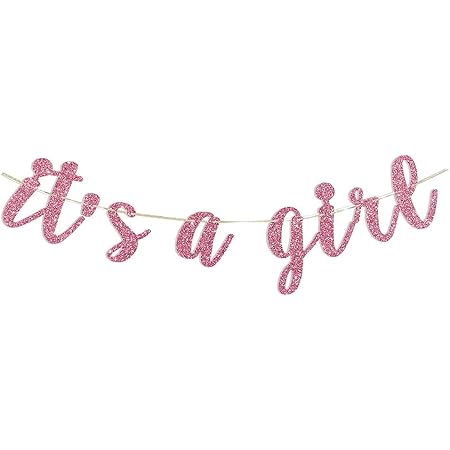 Amazon.com: It's A Girl Banner Pink Glitter Baby Girl Baby Shower Party ...