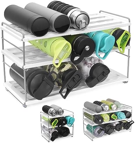 spospo Water Bottle Organizer for Cabinet, 3 Pack Water Bottle ...