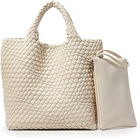 KALIDI Geflochten Leder Handtasche Damen Mittelgroß 26 x 30 x 16 cm ...