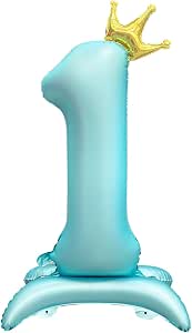 Amazon.com: 55-inch Standing Crown Blue, Pink Number Foil Balloons for ...