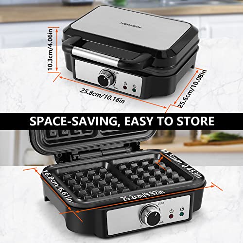 Extra Deep Belgian Waffle Maker MONXOOK, 2-Slice Non-Stick Waffle Iron ...