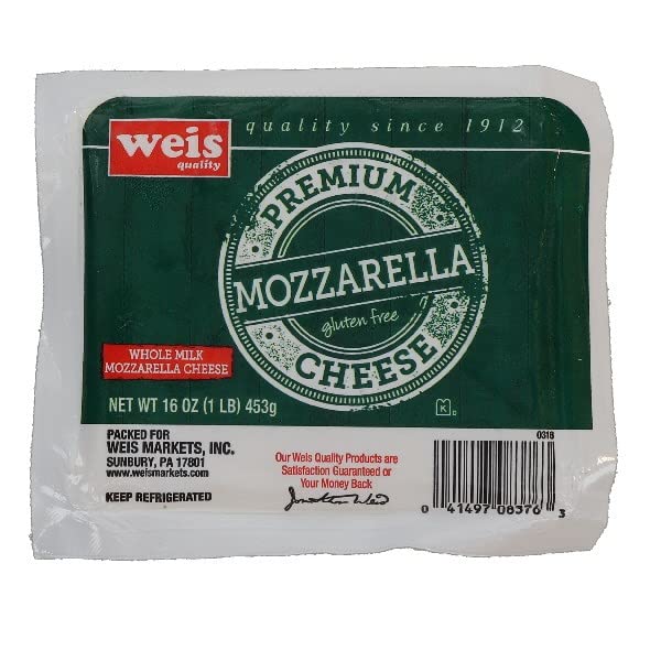 Amazon.com: Weis Quality, Cheese Premium Whole Milk Mozzarella Ball, 16 ...