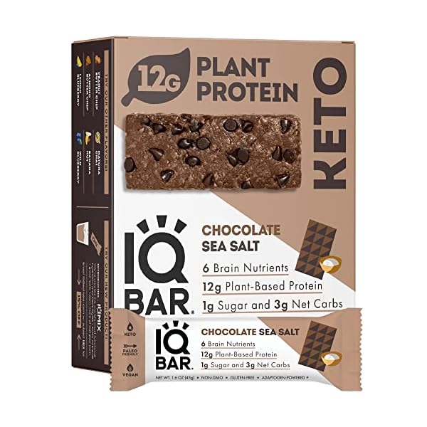 IQBAR Brain and Body Plant Protein Bars - Chocolate Sea Salt - 12-Count ...