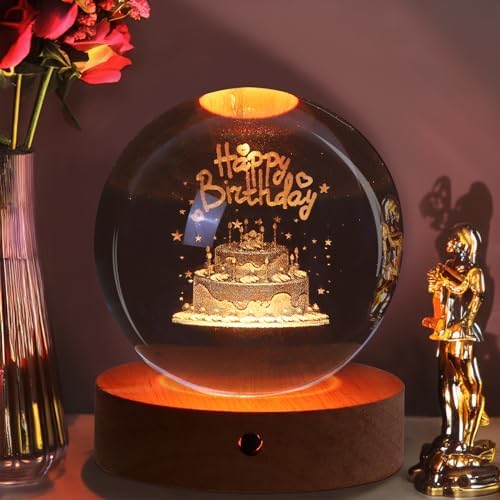 Happy Birthday Crystal Ball Night Light - Birthday Gift for Girls ...