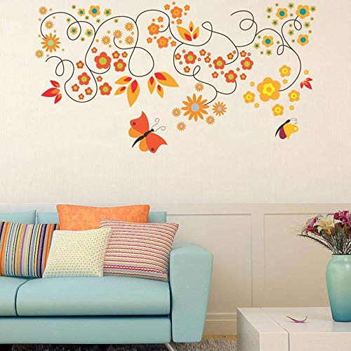 Buy Sahaj Decor Flowers and Butterflies PVC Wall Decal Online at Low ...