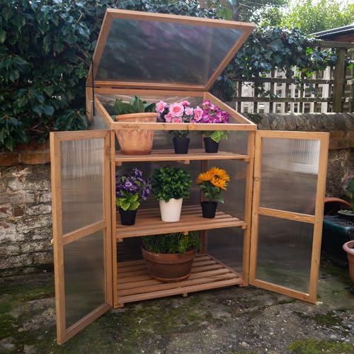 Woodside Outdoor Wooden Plant Flower Vegetable Cold Frame Cupboard ...