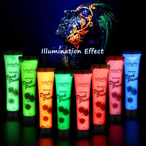Buy UV Face Paint- 8pcs x 28g UV Face and Body Paint Set, Luminous Body ...