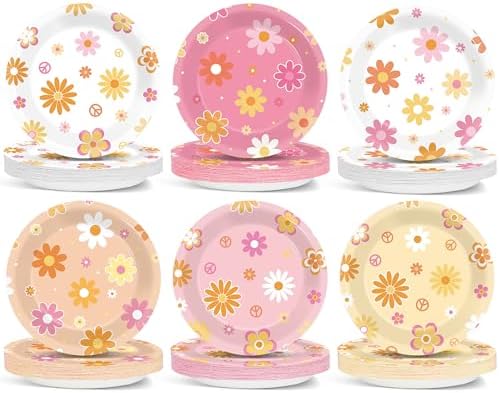 Amazon.com: OXYLIPO 7" Two Groovy Paper Plates Celebrate Party ...