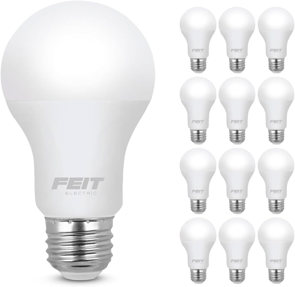 Feit Electric A19 LED Light Bulb, 75W Equivalent, E26 Medium Base, 1100 ...