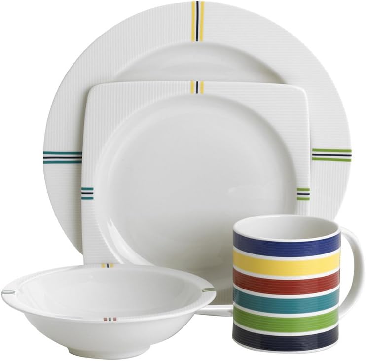 Amazon.com | Nautica On Deck White 16-Piece Dinnerware Set, Service for ...