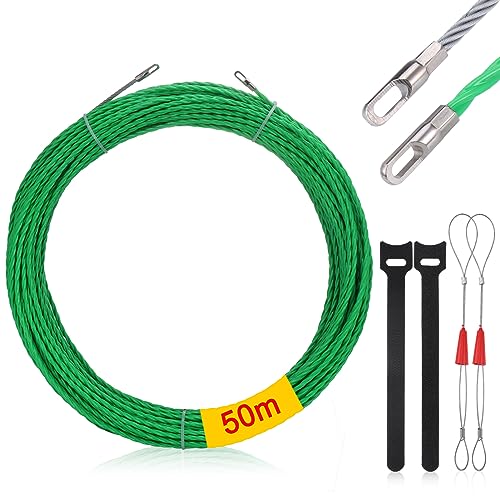 Zocipro Fish Tape Cable Puller Through Wall, 50M Cable Pulling Rods, 4 ...