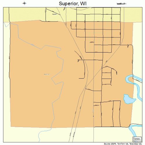 Large Street & Road Map of Superior, Wisconsin WI - Printed poster size ...