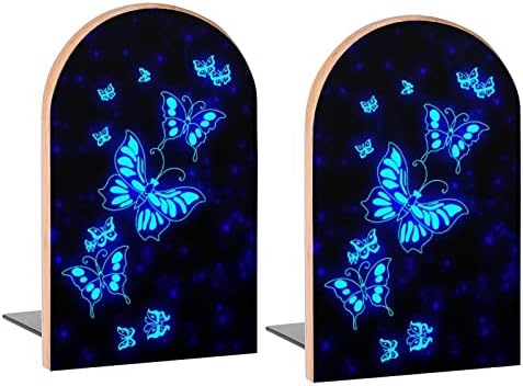 Amazon.com: Vintage Neon Blue Butterfly Book Ends Decorative Wood ...