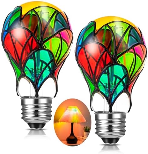 ALDMIO Led Stained Glass Light Bulbs, Fancy Colored Decorative Light ...