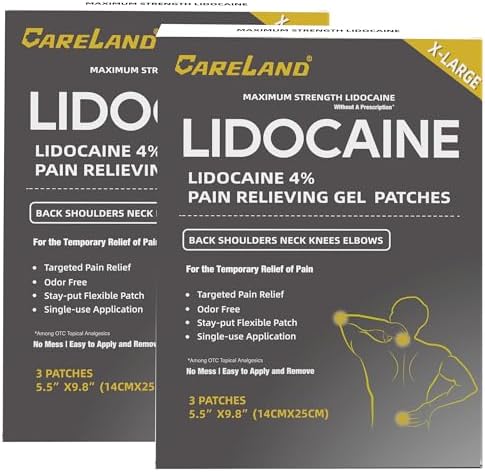 Amazon.com: CARELAND 4% Extra Large Lidocaine Patches Maximum Strength ...