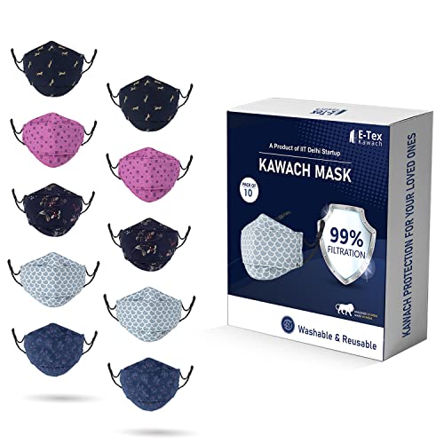 Kawach Mask | Cotton Reusable and Washable, 99% Filtration, Anti ...