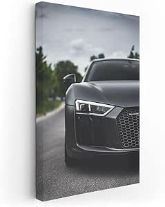 Amazon.com: Poster Angry Audi R8 Canvas Print Wall Art [Canvas Framed ...