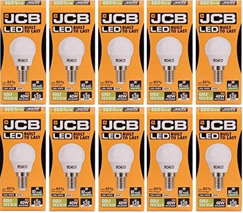 JCB LED 10 X 6w = 40w SES/E14 Golf Ball Light Bulb Screw Cap 520lm ...