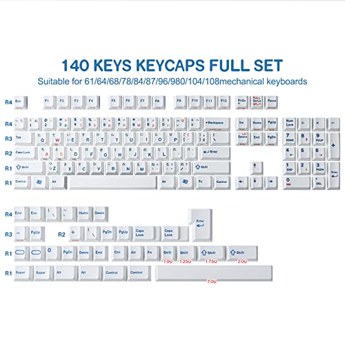 JakeTsai PBT keycaps,140 Keys Single-Sided Dyed Sublimation Cherry ...