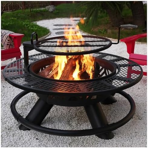 Amazon.com : Auhilence 45 inch Extra Large Fire Pit, Outdoor Wood ...