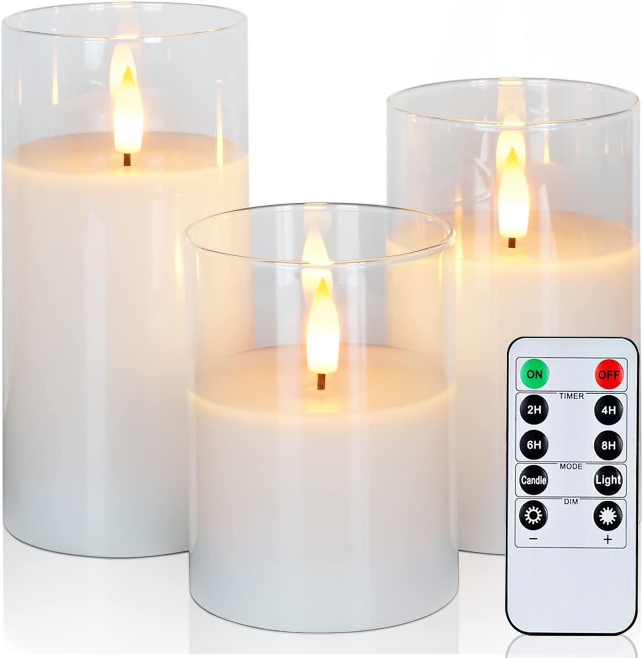 Amazon.com: Amagic Clear Glass Flameless Candles Battery Operated with ...