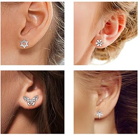 Amazon.com: 30 Pairs Multiple Minimalism Dainty Silver Earrings for ...