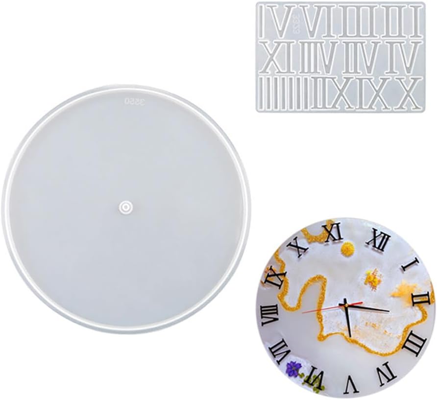 Amazon.com: ikasus Clock Resin Mold Large Silicone Wall Clock Molds ...