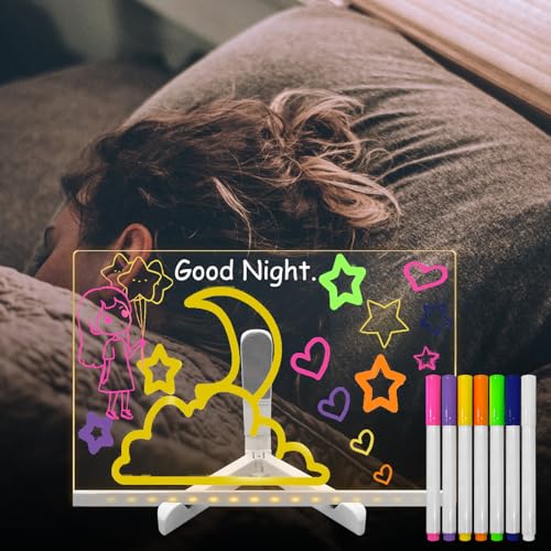Laysinly Acrylic Dry-Erase Board with Light up Stand, 30 x 20 CM Clear ...