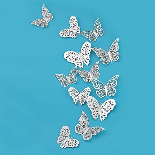 Amazon.com: pinkblume Silver Butterfly Decorations 3D Butterfies ...